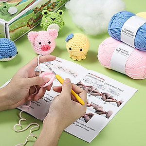 RQWZBCHX Animals Beginners Crochet Kits - Crochet Set for Starters Adult Kids with Step-by-Step Video Tutorials and Enough Yarns, Hook, Accessories