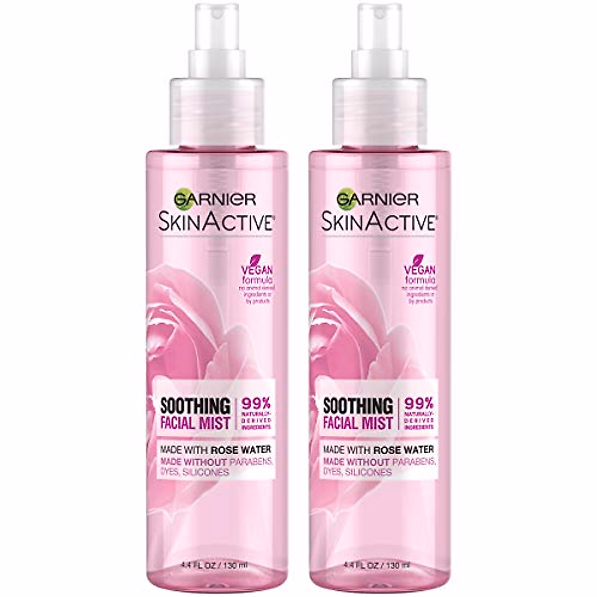 Garnier Facial Mist Spray with Rose Water, 4.4 Fl Oz (130mL), 2 Count (Packaging May Vary)