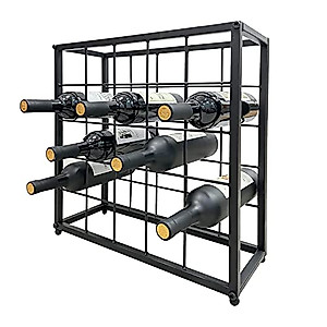 OFILLES 25 Bottles Black Metal Wine Racks, Tabletop Freestanding Wine Bottle Holder, Countertop Wine Rack for Wine Bottle Storage, Pantry, Kitchen, Bar, Cellar,Basement.