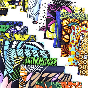 Gnognauq 40 Pieces African Cotton Fabric Quilting Fabric Squares Bundles African Wax Fabric for DIY Sewing Clothes Accessories, 25 x 25 cm