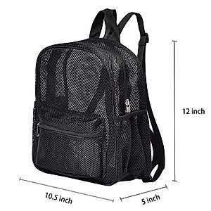 Semi-Transparent Mesh Backpack Mini Small Mesh Backpack for Beach Swimming Travel Outdoor Sports (Black)
