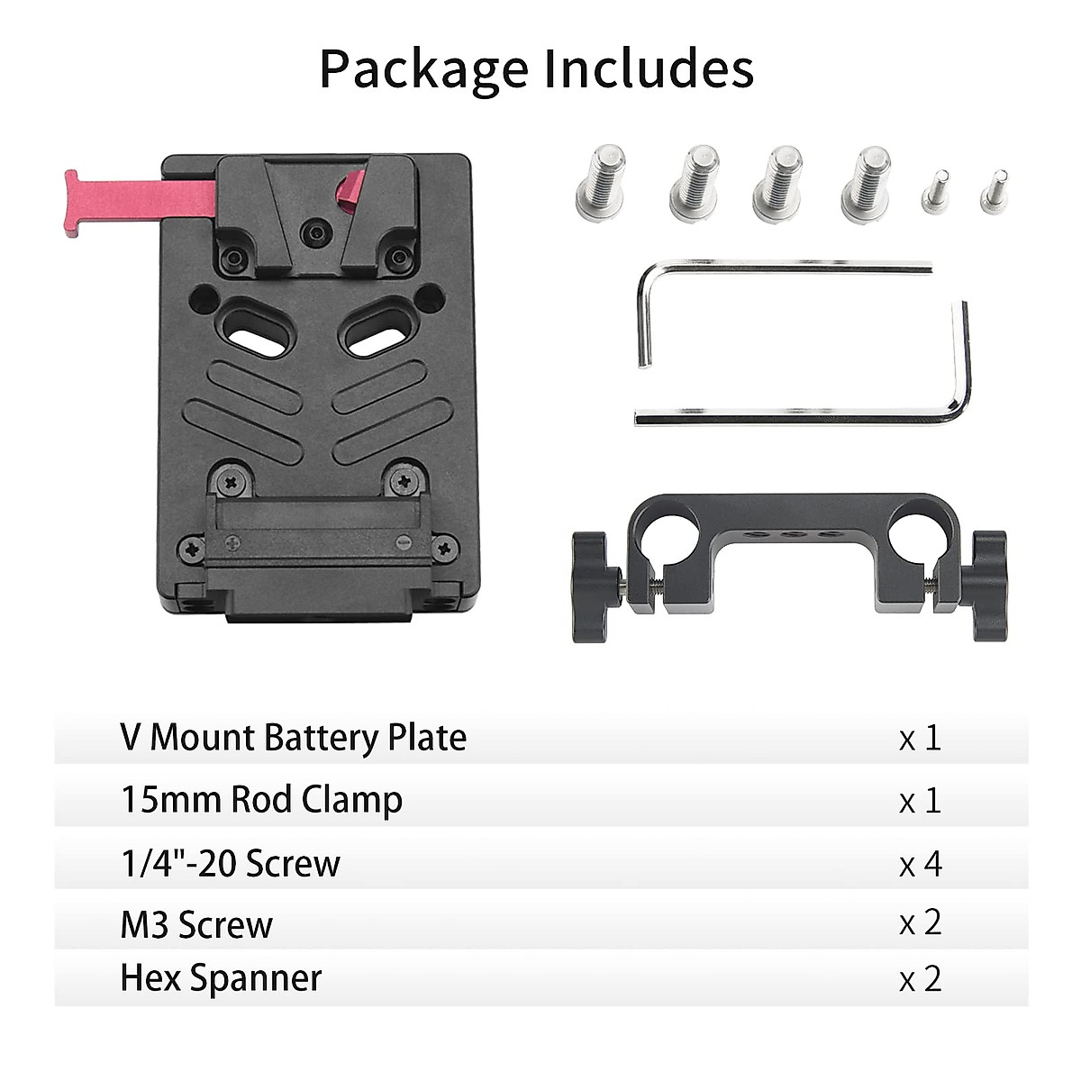 Nitze V Mount Battery Plate, V Mount Plate with 15mm Rod Clamp, 8V/3A DC, 14.8V/3A D-tap and PD 3.0 USB-C Output Ports - N21-D7