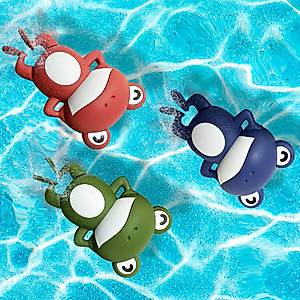 ArtCreativity Wind Up Bath Frogs for Kids, Set of 3, Swimming Frog Toys in Assorted Colors, Frog Bathtub Toys for Kids That Swim in Water, Great as Swimming Pool Toys and Birthday Party Favors