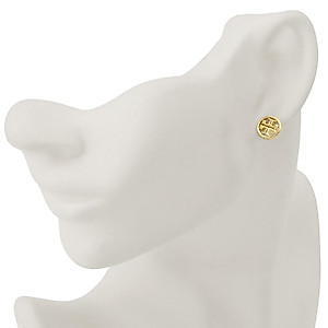 Tory Burch Womens Miller Plated Brass Logo Stud Earring O/S