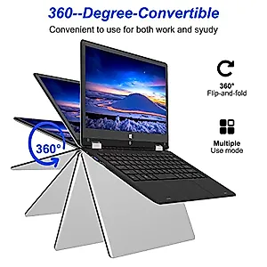 MELIUNA 2 in 1 Laptop Computer, 11.6" Touchscreen FHD Display, Intel Celeron N4000, 4GB DDR4, 128GB eMMC, Intel UHD Graphics 600, Window 11 Laptop, Quad-Core, USB3.0, Supports 1TB SSD Espandsion