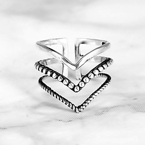 Boho-Magic 925 Sterling Silver Thumb Rings for Women Wide Chevron Statement Ring (7)