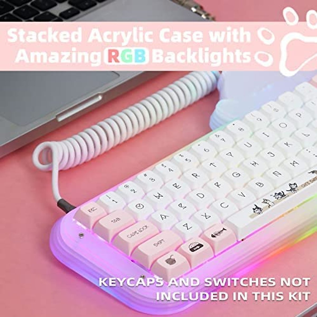 EPOMAKER Mini Cat 64 60% Hot Swappable VIA Programmable RGB Wired Mechanical Gaming DIY Keyboard Kit with Refinedly Tuned Stabilizers, Stacked Acrylic Case, Compatible with Windows/Mac