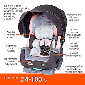 Baby Trend Cover Me 4 in 1 Convertible Car Seat, Quartz Pink