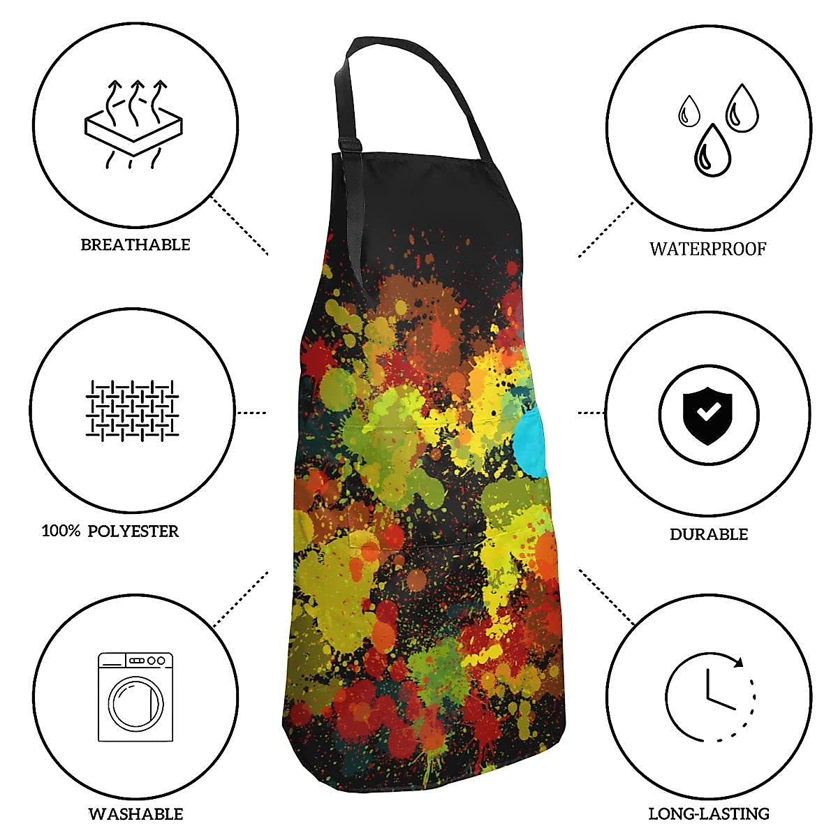 Artist Apron For Adults, Apron For Painting, Apron Gifts For Artists, Canvas Apron, Art Teacher, Pottery,Smock Stylist, Waterproof Stain Resistance, 33inch By 27.5inch (BLACK1)