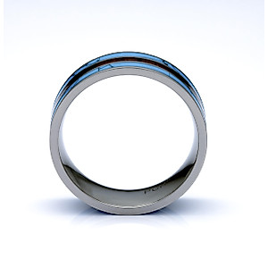 PCH Jewelers Titanium Ring with Stabilized-Turquoise and Koa Wood Inlay, 8mm Comfort Fit Wedding Band (10.5)