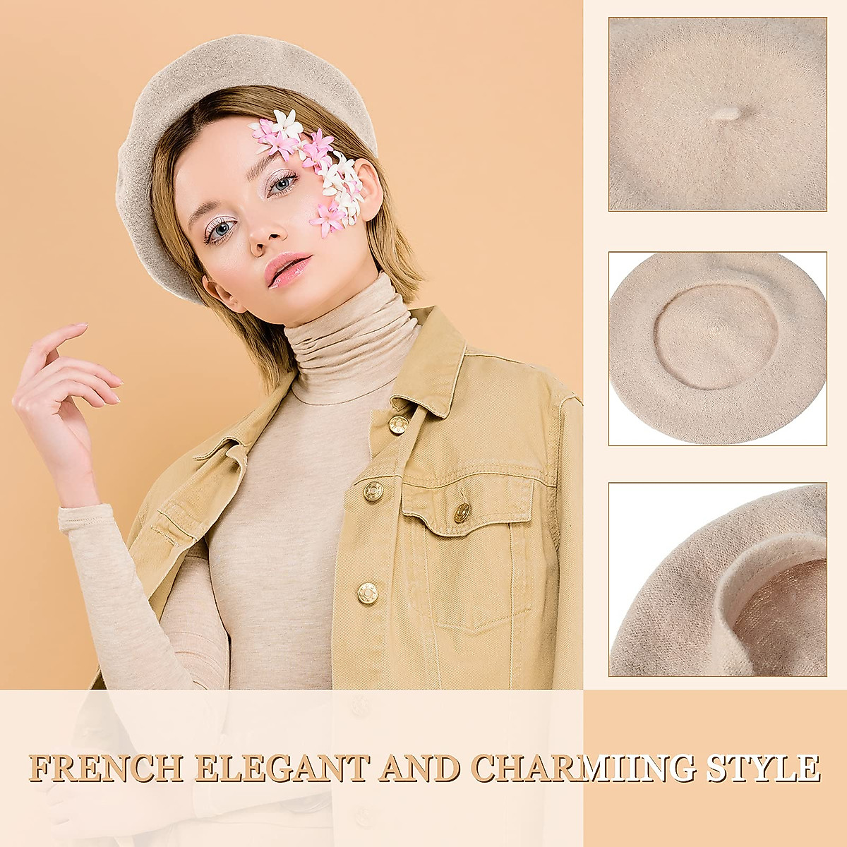15 Pieces Women Wool Beret Hat Wool French Beret Hat Artist Beret Cap Winter Solid Color Hat for Women Girls (Multiple Color)