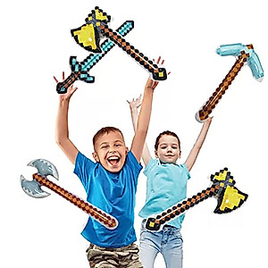 Inflatable Weapons large size Blow up Sword Axe Pickaxe Pixel Party Favors (10 Objects Per Box)