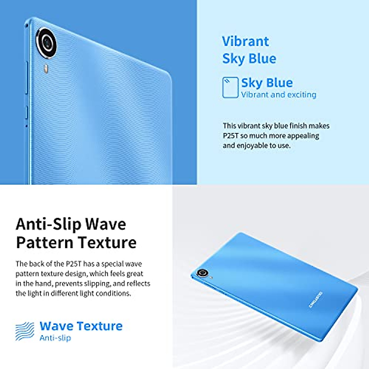 TECLAST Tablet 10 inch Android 12 Tablets, P25T 4GB RAM 64GB ROM 1TB Expand Android Tablet, Tableta with 1.8Ghz 4-core CPU, 2.4G+5G WiFi 6, 10.1'' IPS Screen, Dual Cameras, Bluetooth 5.0, Stereo, GMS