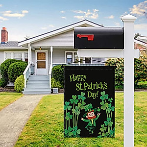 St Patricks Day Garden Flag Shamrocks Leprechaun Vertical Double Sided Burlap Flag 12.5 x 18 Inch Happy St.Patrick's Day Spring Holiday Farmhouse Outdoor Yard Decoration