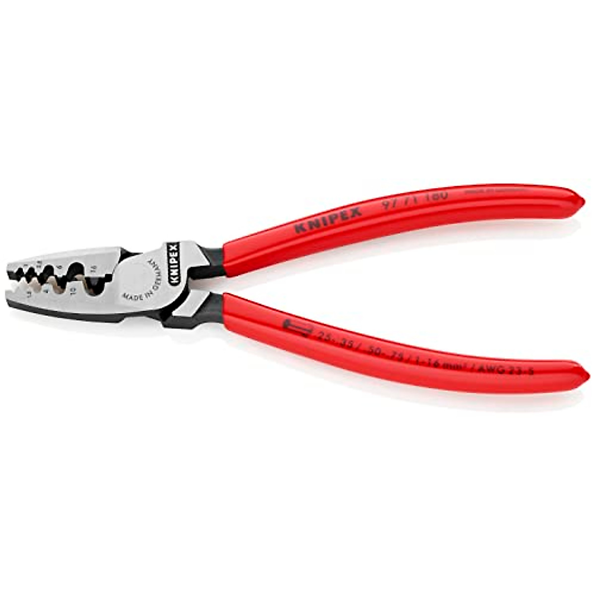 Knipex 97 71 180 Crimping Pliers for end sleeves 0,25-2,5mm with soft handle VDE-tested