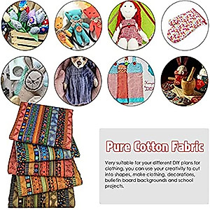 LKJYBG 5pcs 10x8in Cotton Craft Fabric Bundle Squares,Colored Printing Fabrics Ethnic Style Pattern Striped Bronzing Handmade Patchwork Set for DIY Sewing Patterns Craft Hats Clothes Cushions