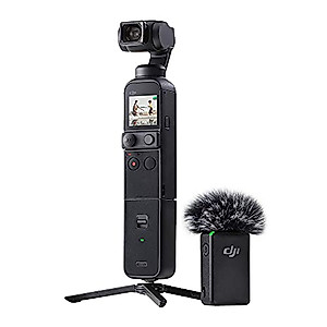 DJI Pocket 2 Creator Combo - 3 Axis Gimbal Stabilizer with 4K Camera, 1/1.7” CMOS, 64MP Photo, Pocket-Sized, ActiveTrack 3.0, Glamour Effects (Renewed)