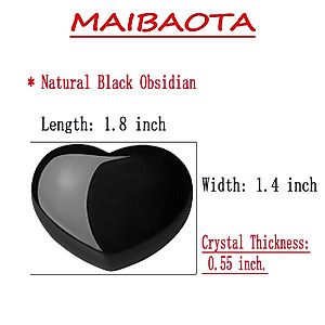 MAIBAOTA 45 mm Black Obsidian Healing Crystals Big Heart Love Crystal Palm Stone Reiki Crystal Gemstone Worry Stones for Anxiety Crystal Christmas Valentines Day Gifts for Herfriend Wife