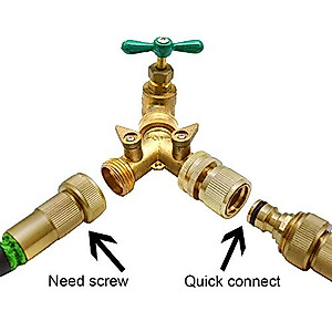 HQMPC Garden Hose Quick Connect Solid Brass Quick Connector Garden Hose Fitting Water Hose Connectors Garden Hose Disconnect 3/4 inch GHT (2Sets) (2Female+2Male)