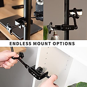 VIVO Aluminum C-Clamp with 1/4 inch-20 and 3/8 inch-16 Female Socket for Tables, Desk Mount, 1.8 inch Maximum Desktop Thickness, 2 Clamps, MOUNT-CP02