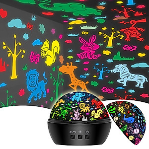 HONGID Night Light for Kids,Kids Night Light Projector,2 in 1 Boys Room Decor,Christmas Xmax Birthday Gifts for Children,Cool Light Sensory Aesthetic Room Decor-Black