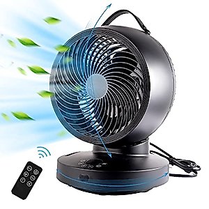 Kapoo Table Air Circulator Fan,Blade 8",6 Speeds 4 Wind Modes,With Remote Control,Horizontal Vertical Oscillating,Indoor Circulator Fan for Whole Room Temperature Equilibrium,Black,Middle,GS-XXG037