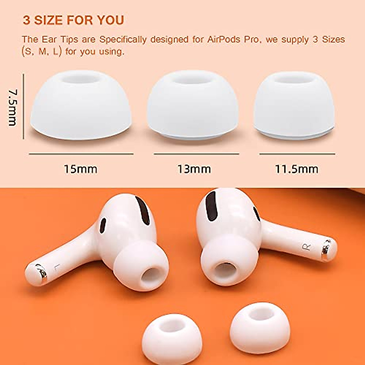 Replacement Ear Tips for AirPods Pro with Noise Reduction Hole, Silicone Earbuds Tips Fit in The Charging Case