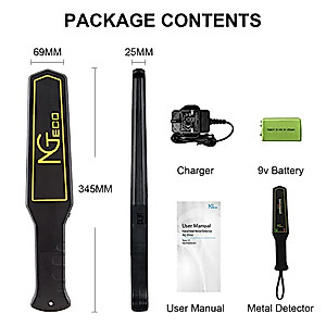 NGTeco Metal Detector Wand - Handheld Security Metal Detector, NGTeco High Accuracy Safety Bars for Lumber Woodworking Adjustable Sensitivity Sound Vibration Alerts with Rechargeable Battery