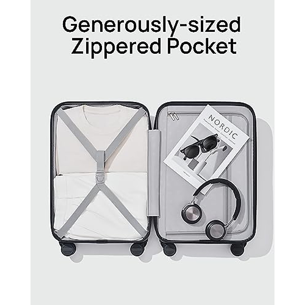 NINETYGO Carry on Luggage 22 X 14 X 9 Airline Approved, 20 Inch Luggage with Front Compartment, Double Spinner Wheels, Hardsided PC, TSA Lock (Midnight Black, Seine)