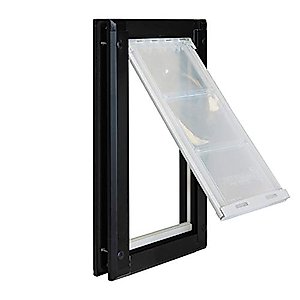 Endura Flap Single Flap Pet Door for Doors | All-Weather Insulated Flap | Durable Aluminum Frame with Secure Locking Cover | Interior and Exterior Door Installations | Black, Large, Single Flap