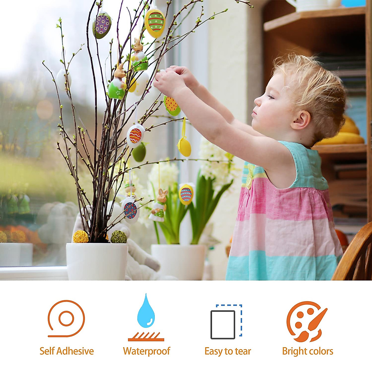 1000 PCS Easter Stickers for Kids, 1.5 Inch & 17 Design Self- Adhesive Label Happy Easter Egg Bunny Sticker Rolls, Easter Party Decorative Sealing Stickers for Cards Art Craft Gift Boxes Envelopes