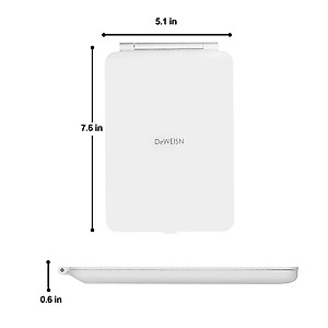 deweisn LED Tabletop Mount Makeup Mirror for Travel, 32 LEDs Lighted Vanity Mirrors with Dimmable Lighting,Compact, Slim, Rechargeable Folding Lighted Mirror for Beauty (White)