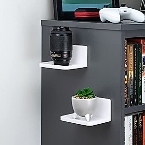 BRAINWAVZ 4.6" Universal Floating Small Wall Shelf Mount for for Speakers, Security Cameras, Plants, Decor, Book, Bathroom etc, Screwless Holder Stand, Strong Adhesive (4.6” x 3.3” SHELF150 White)