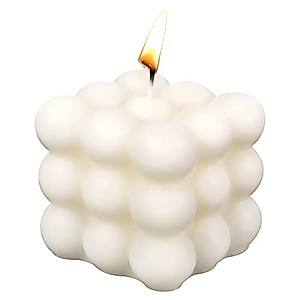 Bubble Candles - Cube Soy Wax Candle, Aesthetic Decor Scented Candle, Cute White Candles for Home, Holiday, Wedding & Party,Dinner Table, Halloween,Christmas (White)