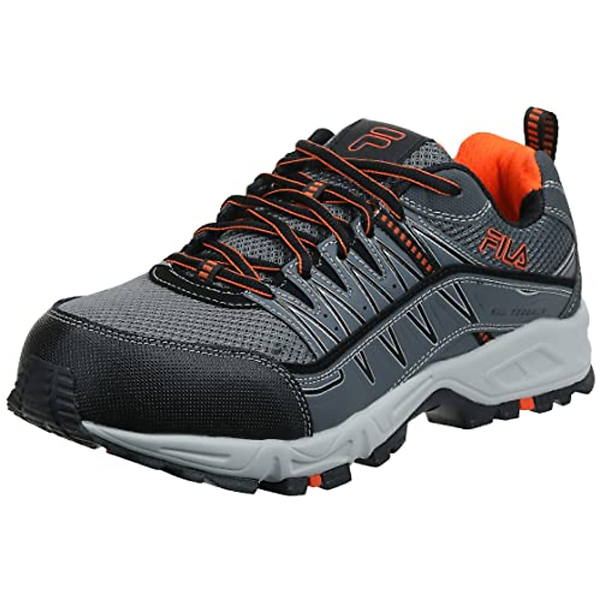 Fila mens Memory at Peak Composite Toe Trail Running Food Service Shoe, Castlerock/Black/Vibrant Orange, 10.5 US