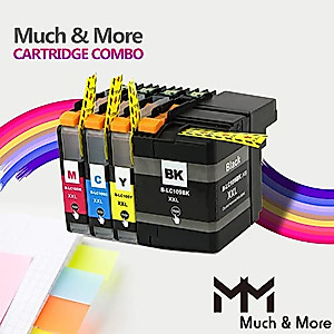 MM MUCH & MORE Ink Cartridge Replacement for Brother LC109 XXL LC109BK LC109XXL LC-109 LC105C LC105M LC105Y to use with MFC-J6520DW J6720DW J6920DW Printers (4-Pack, Black + Cyan + Magenta + Yellow)