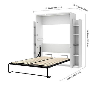 Bestar Lumina Full Murphy Bed with Shelves, Sleeping Arrangement with Storage, White