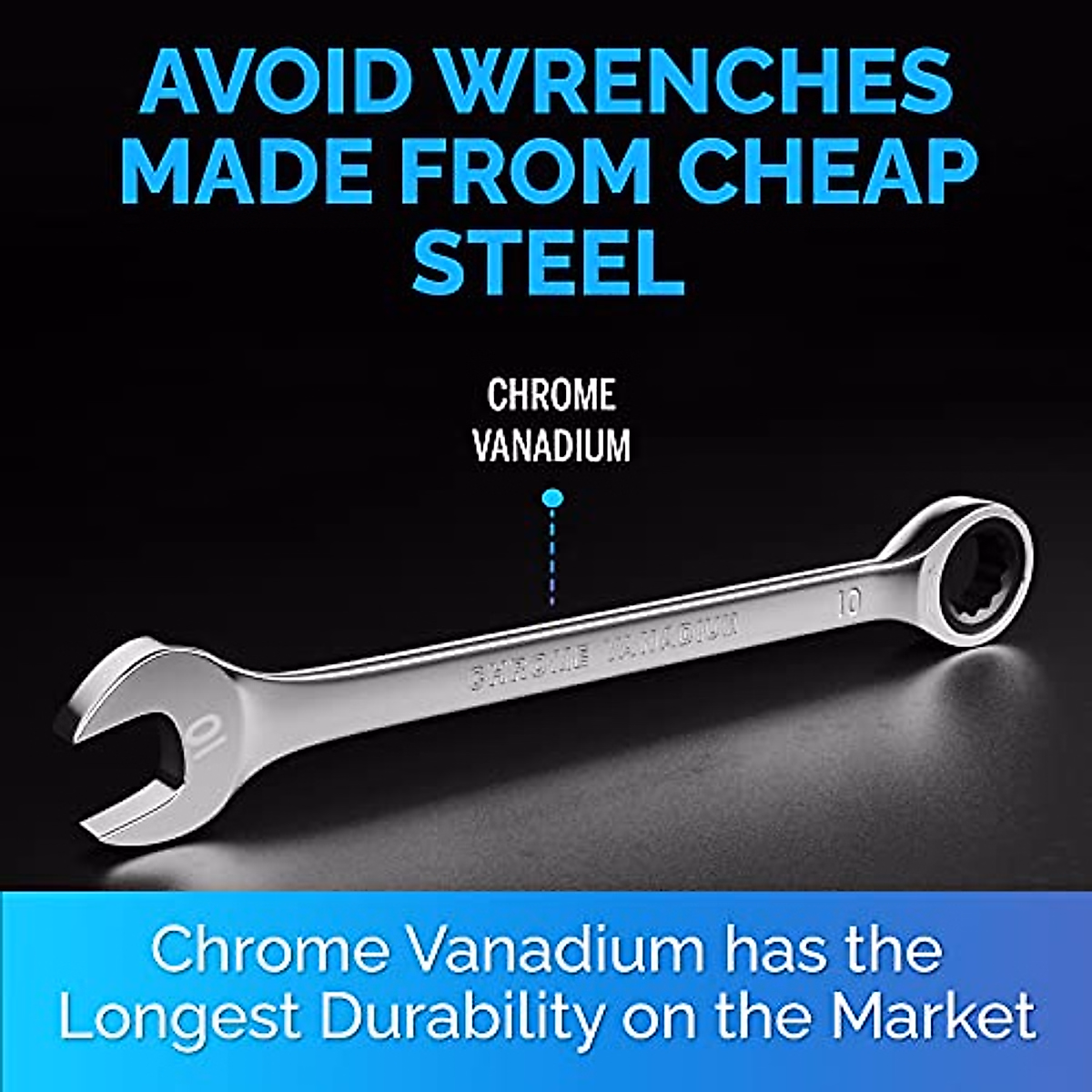 TOOLGUARDS 10mm Ratchet Wrench SLIM DESIGN 10mm Wrench