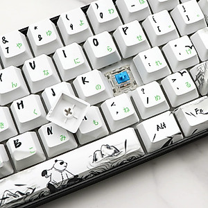JSJT Custom Keycaps-Keycaps 60 Percent Ink Panda Keycaps PBT Japanese Keycaps 71 Keys OEM Profile Keycap Set Suitable for Cherry MX Switch GK61/GK64/RK61/Anne/GH60 /ALT61 Mechanical Keyboards