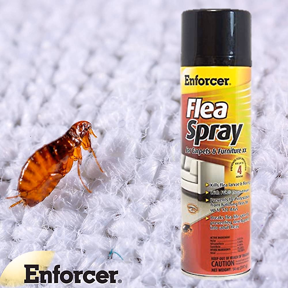 Enforcer Flea Spray for Carpets & Furniture - 14 oz (Case of 12) ENFS14 - Kills Fleas, Ticks & Carpet Beetles
