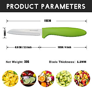 Paring Knife set of 6 PCS, 3.5 Inch Stainless Steel Fruit and Vegetable Knives,Comfortable Handle With Multi-Color Red/Green/Blue