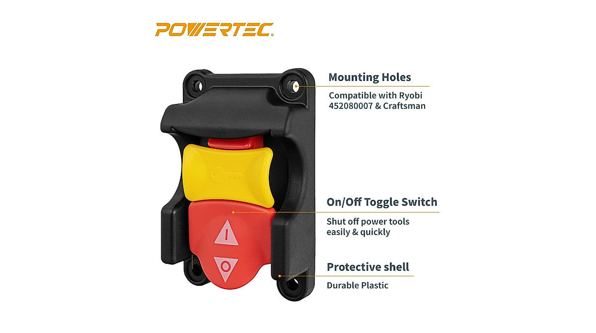 PowerTec 71649 Table Saw Switch Replacement for Ryobi & Craftsman
