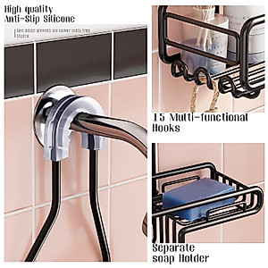 Shower Caddy Hanging Bathroom Organizer: Over Head Adjustable Rack for Tall Showerhead - Extra Large Storage Shelf for Big Shampoo Bottles with Soap Holder