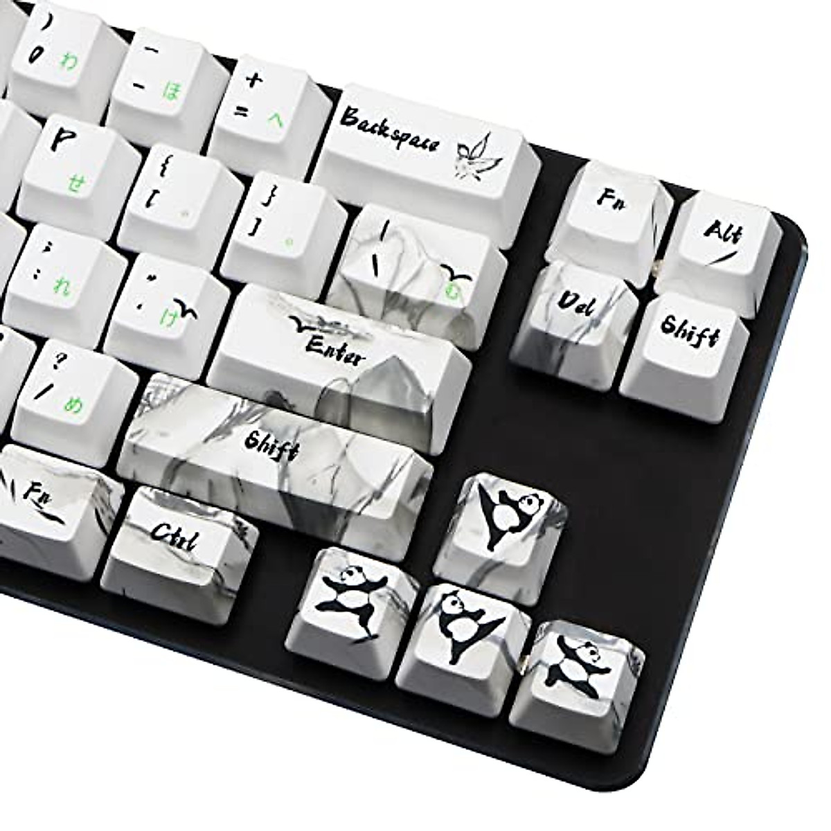 MOLGRIA Keycaps 71 Set Ink Panda for 71 64 61 Keys Keyboard, Custom PBT OEM Profile Key Caps with Japnanese Font for Cherry MX Gateron Khail Switches 60 Percent Gaming Keyboard