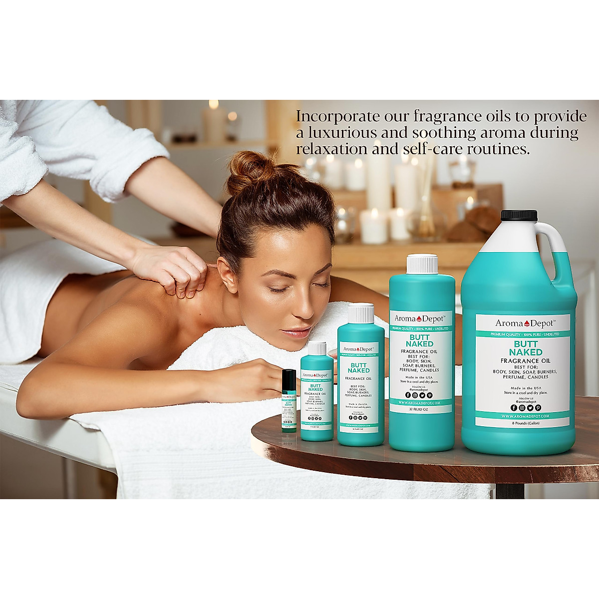 Aroma Depot 4 oz. Butt Naked TypeFragrance Oil I Perfume I Skin Oil I Scented Oil. DIY Projects Such as Candles, Bath Bombs, Body Butters, Creams & Lotions. for Diffuser, Burners, or Warmers.