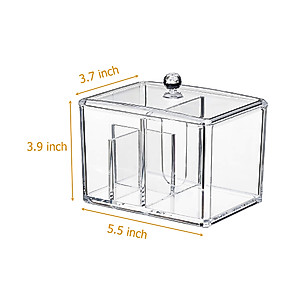 MOOCHI Q-Tips Cotton Swab Holder Makeup Pads Sponge Lipstick Container with Lid Acrylic 2 Trays Bathroom Bedroom Organizer