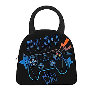 Aeoiba Video Game Weapon Gamer Insulated Lunch Box Play Gaming Tote Bag Handbag lunchbox Food Container Gourmet Tote Cooler Warm Pouch for Beach School work Office
