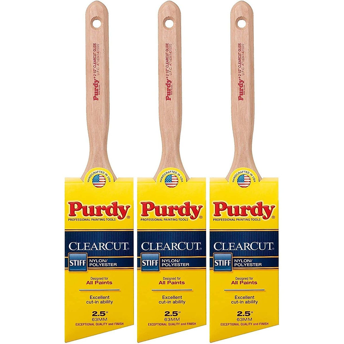 Purdy 144152125 Clearcut Series Glide Angular Trim Paint Brush, 2-1/2 inch - 3 Pack