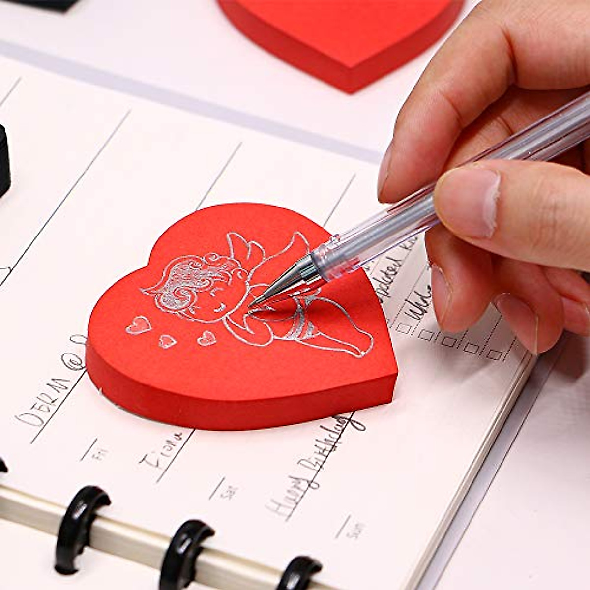 Eagle Cute Die-Cut Heart Shaped Sticky Notes, Red, 100 Sheets Per Pack, Pack of 1 (Red)