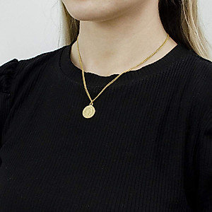 Ben-Amun Jewelry ""Moroccan Single Small Coin Pendant 24k Gold Plated Necklace for Men and Women, gold small coin, one size (50678)